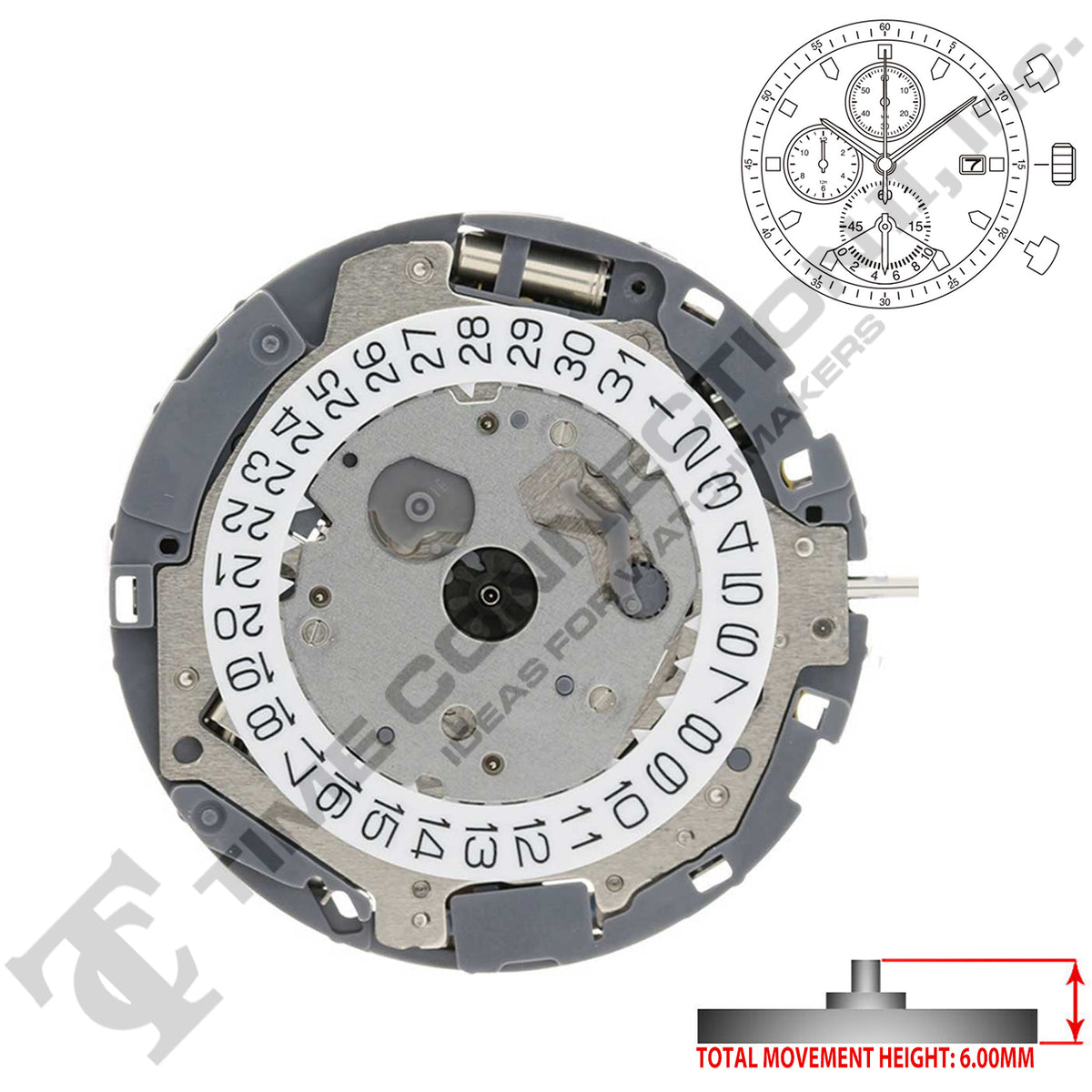 Miyota/Citizen LTD 0S62 3 Hands Japan Quartz Movement Ht. 6.00MM – Time Connection II, Inc