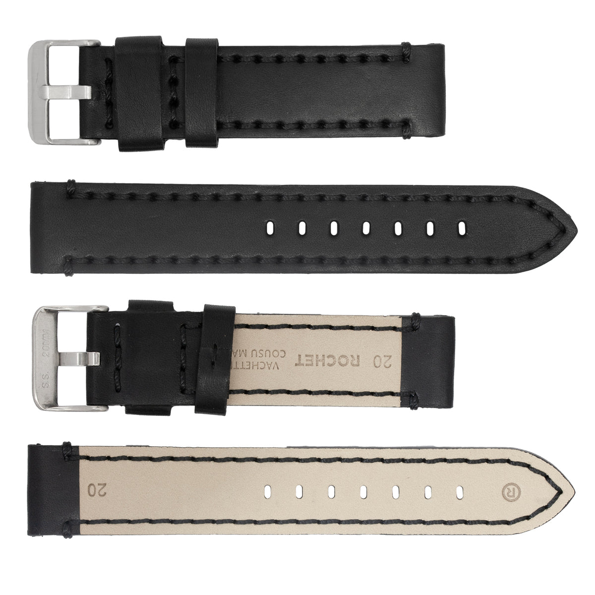 ZRC No. 743 Ingrassata Cowhide Leather Straps with Heavy Stitching (20 – Time Connection II, Inc
