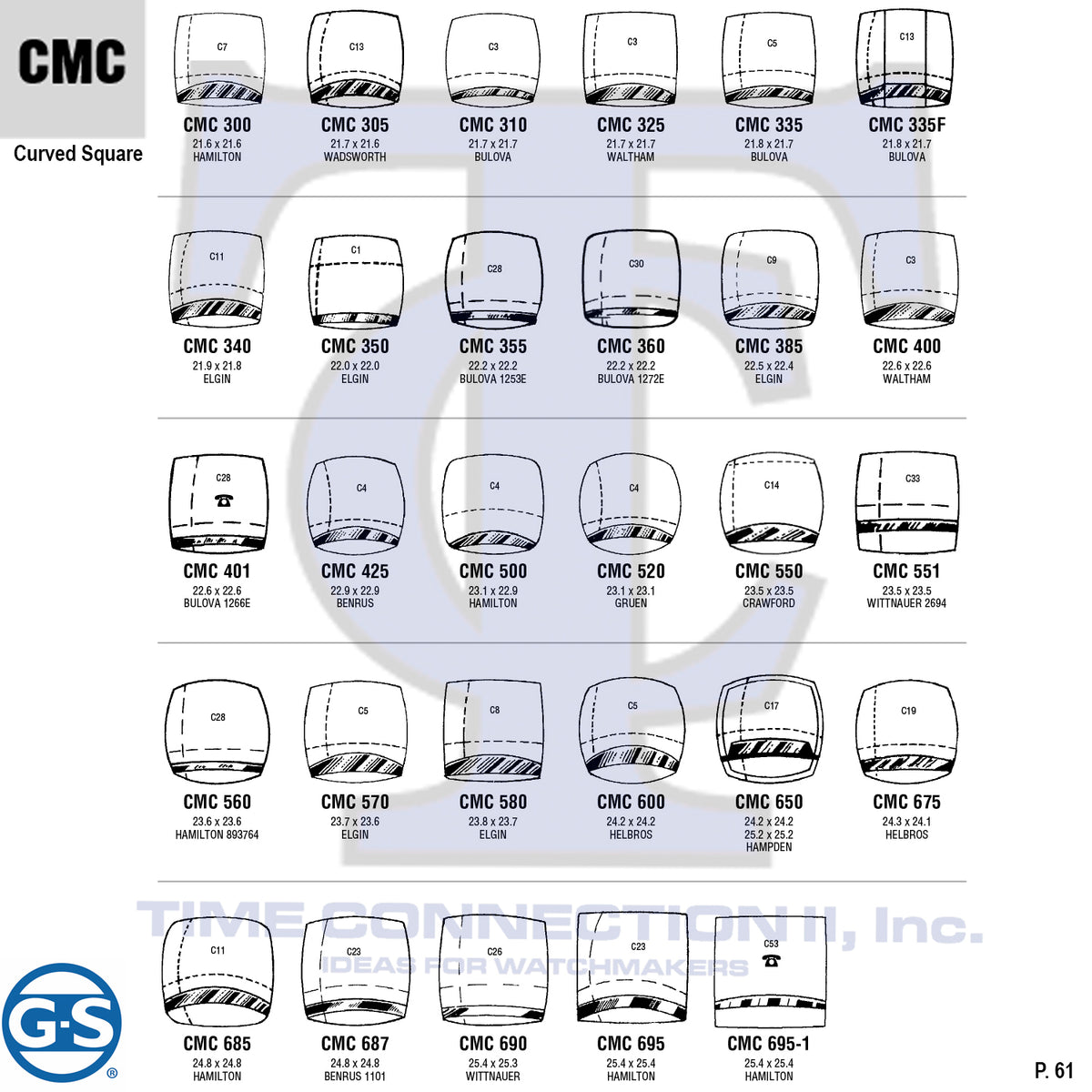 G-S CURVED SQUARE (CMC) MILITARY CYLINDER FANCY CRYSTALS - PLASTIC CUR ...