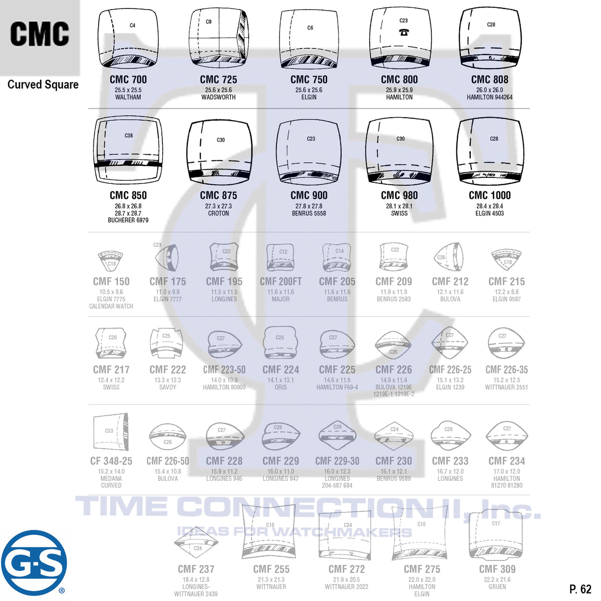 G-S CURVED SQUARE (CMC) MILITARY CYLINDER FANCY CRYSTALS - PLASTIC CUR ...