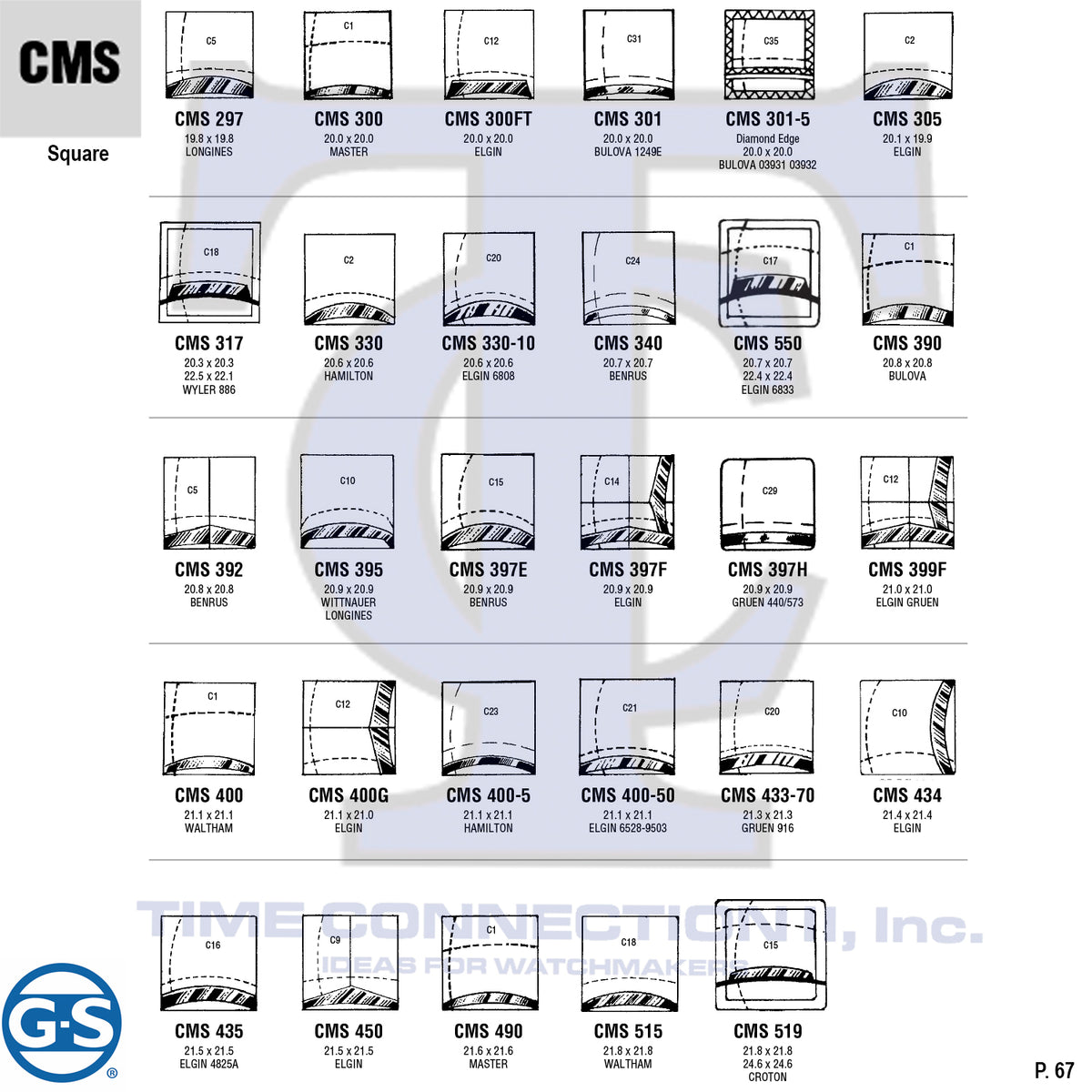 G-S SQUARE (CMS) MILITARY CYLINDER FANCY CRYSTALS - PLASTIC CURVED LOW ...
