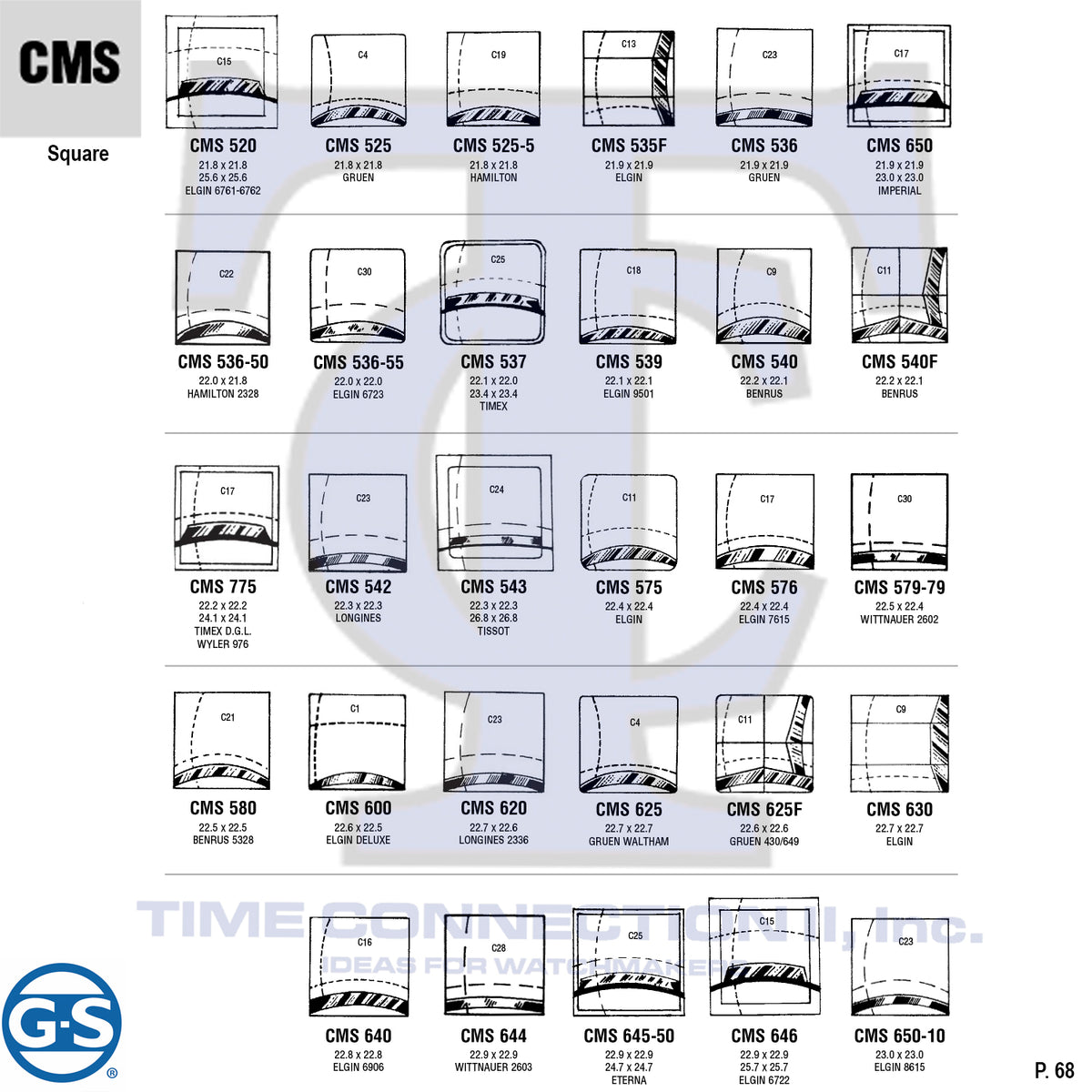 G-S SQUARE (CMS) MILITARY CYLINDER FANCY CRYSTALS - PLASTIC CURVED LOW ...