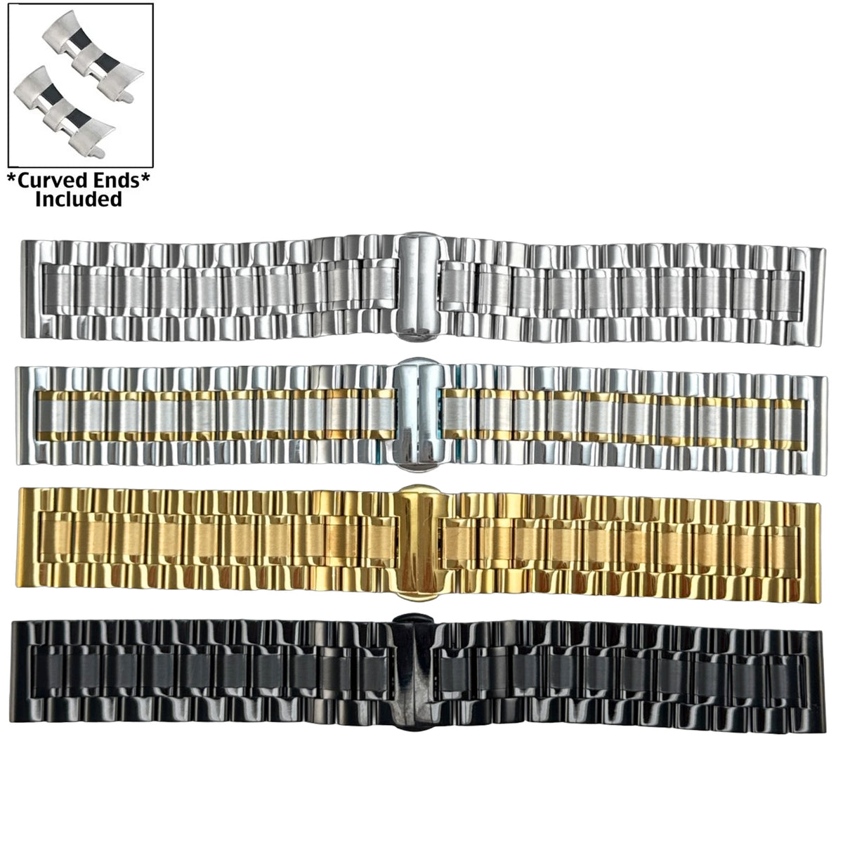 9000 Series Stainless Steel Metal Bands, Straight & Curved Ends (20mm ...