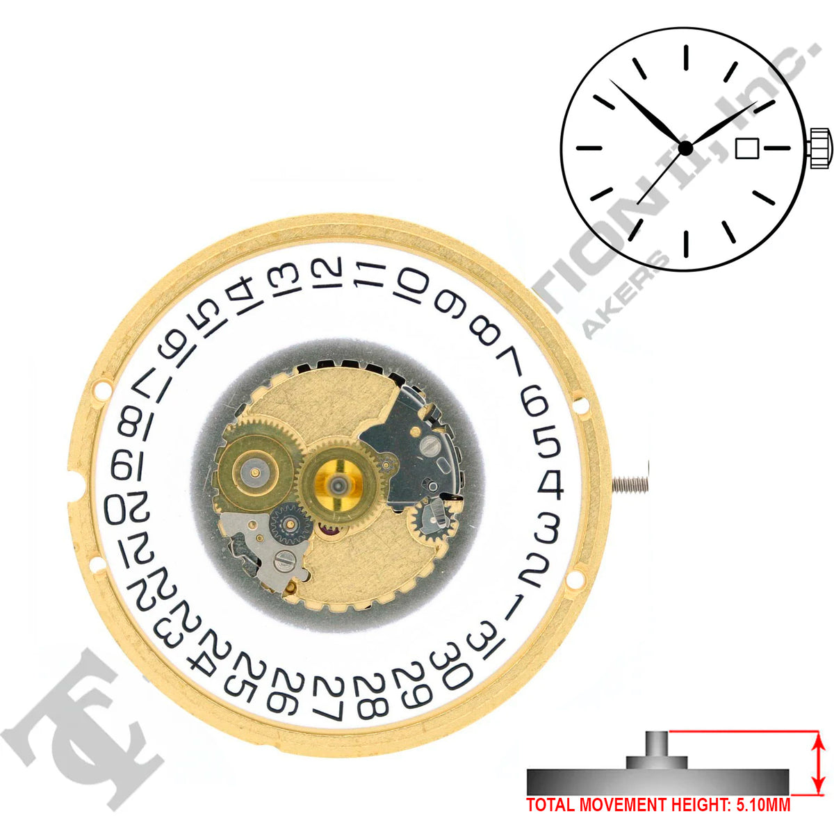 ETA 955.612 3 Hands Swiss Made Quartz Movement Ht. 5.10MM – Time ...