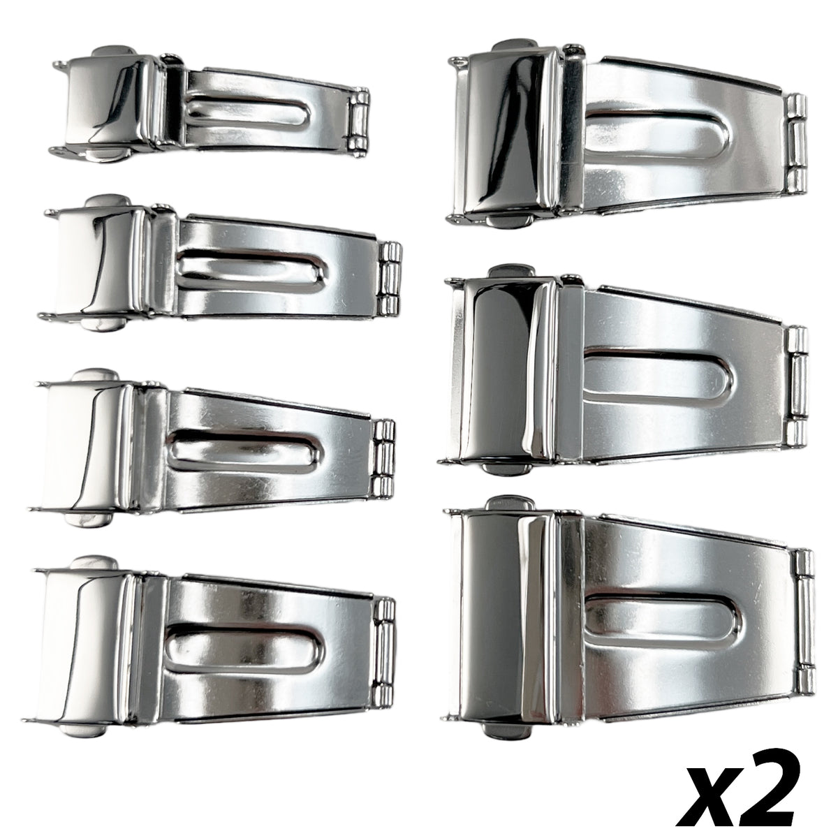 Folding Buckle with Two Buttons Assortment (10mm~22mm) All Stainless S ...