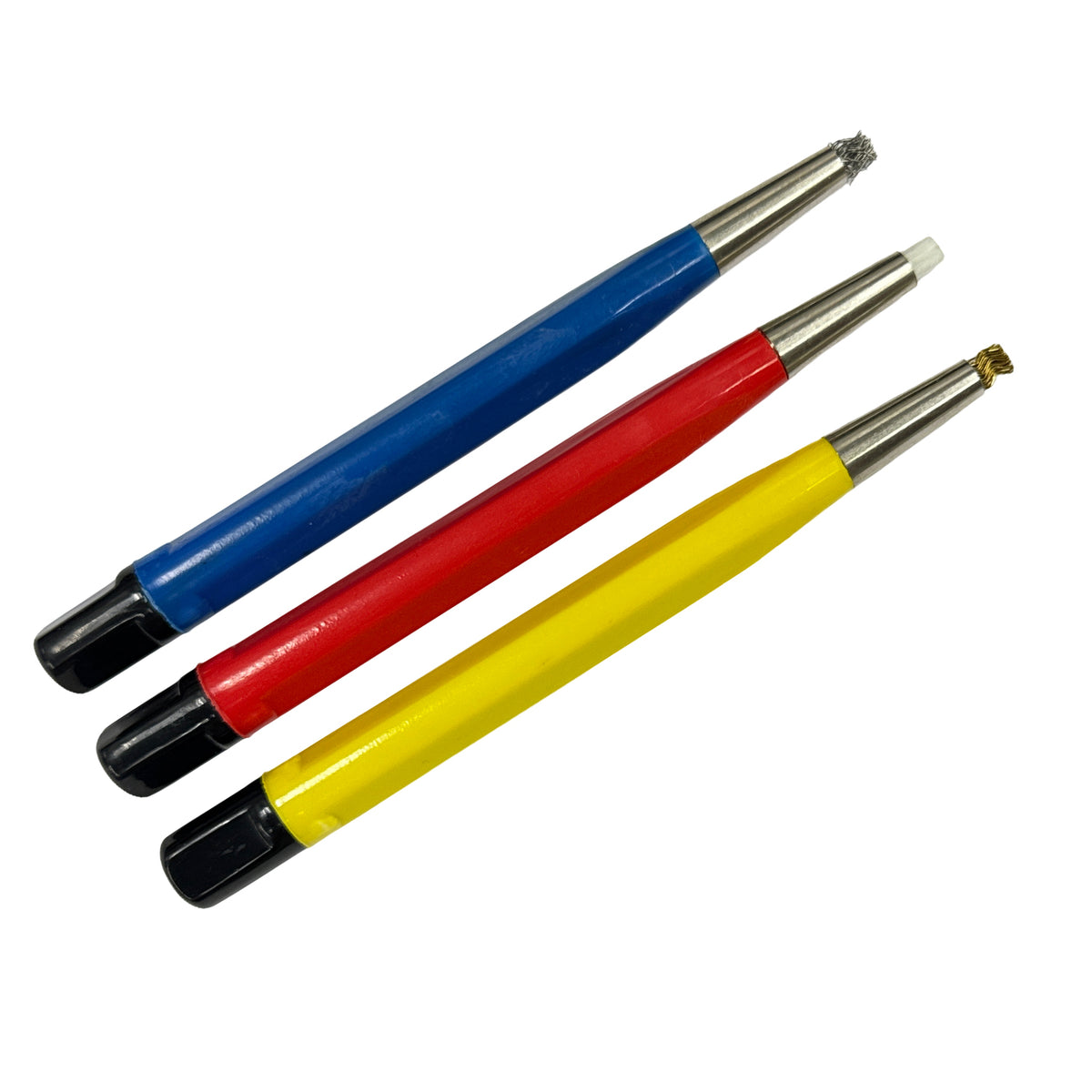 Set of 3 Scratch Brushes with Metal Ferrules – Time Connection II, Inc