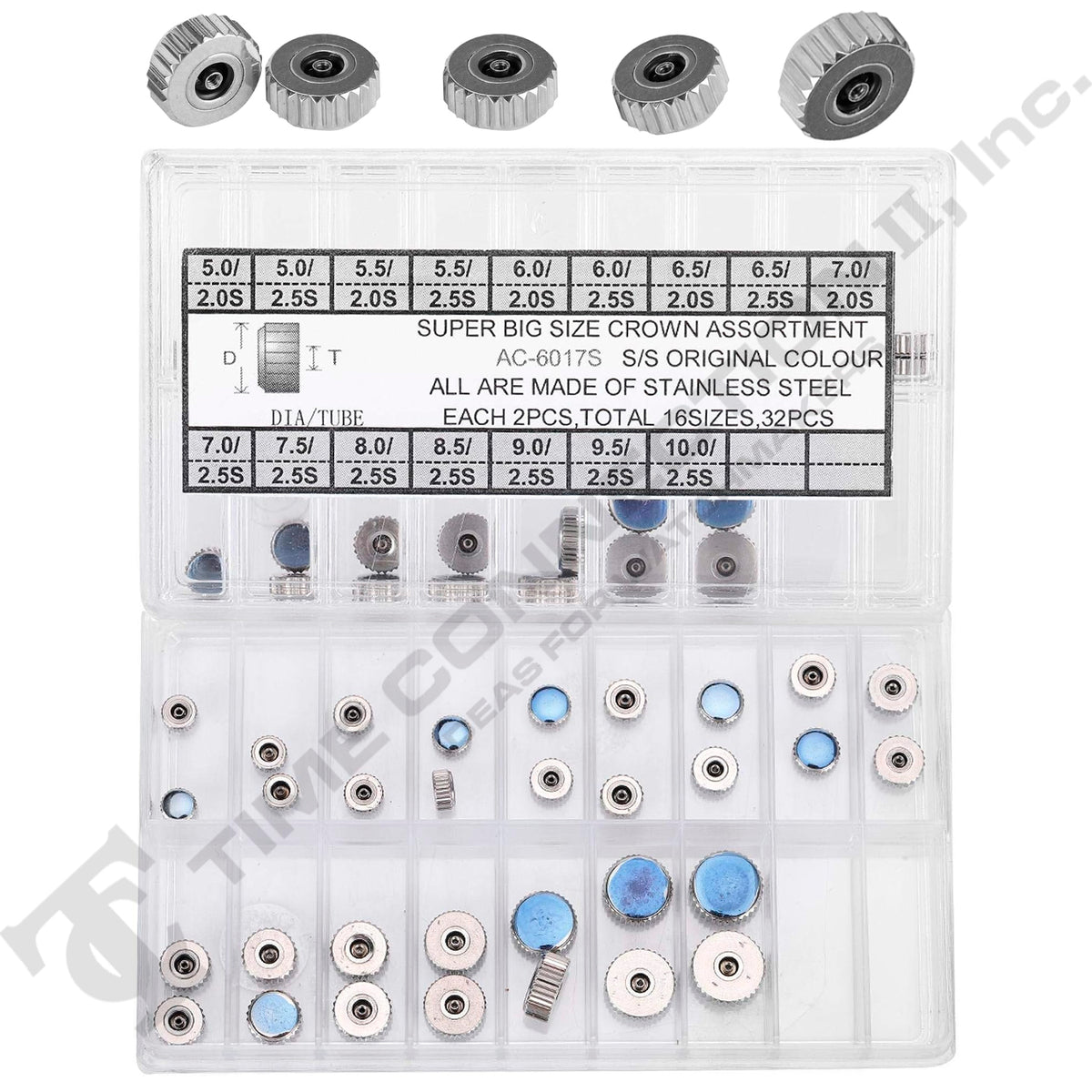 Chronograph Button Watch Crown Yellow & Stainless Steel Assortment ...