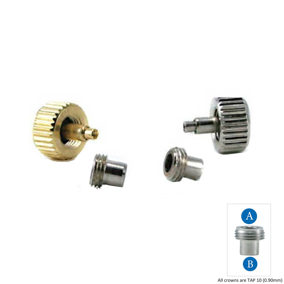 Rolex Style Screwdown Crowns in Stainless Steel and Yellow (4.0mm - 7 ...