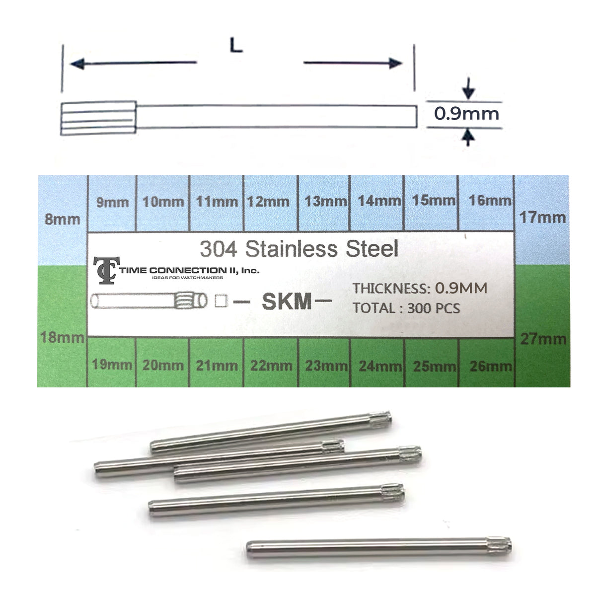 Assortment of Stainless Steel Knurled Pins Ø0.90mm (300 Pieces) Range ...