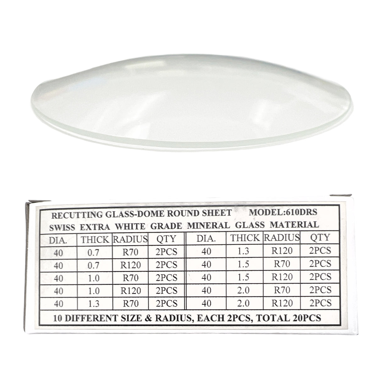 MGC: Assortment Set of 20 Double Dome Glass Crystals for Recutting (40 ...