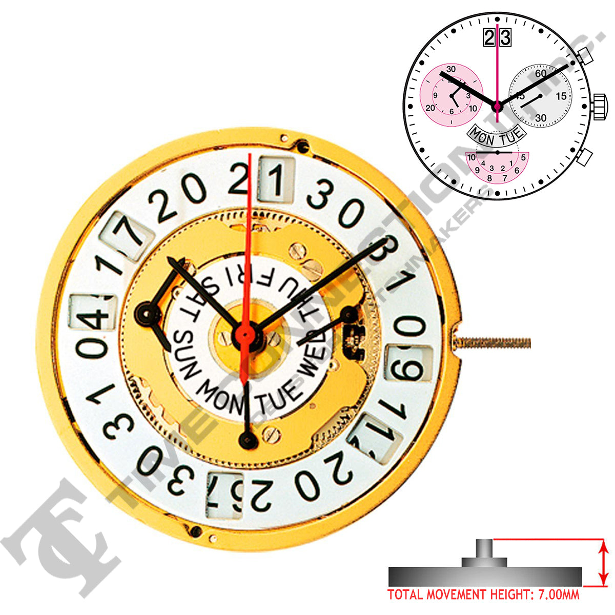 Harley Ronda 5051.C 3 Hands Swiss Made Quartz Movement Ht. 7.00MM ...