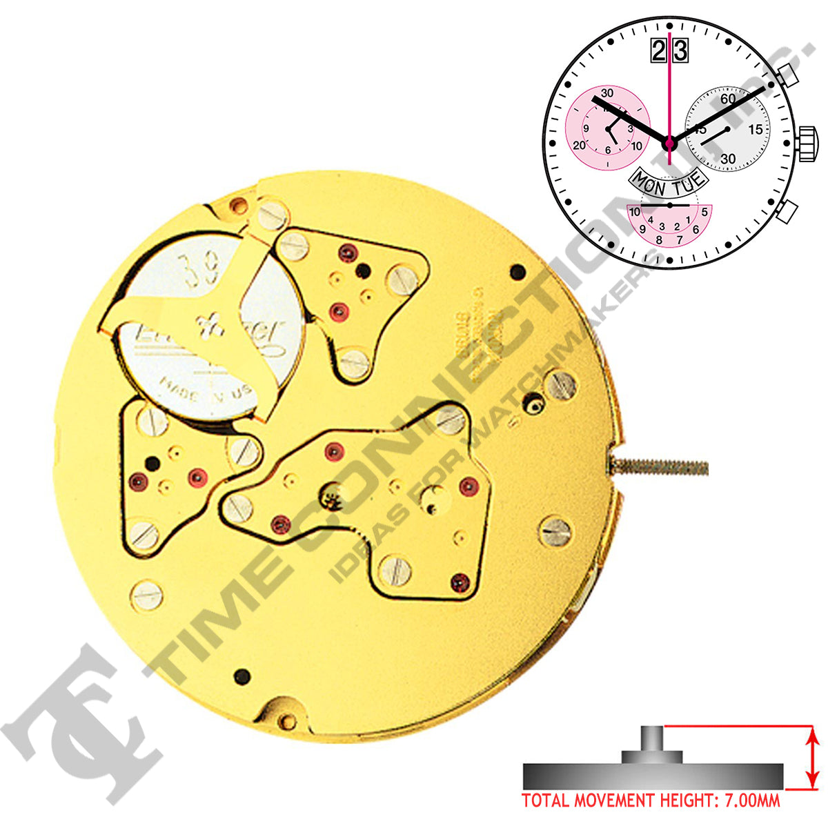 Harley Ronda 5051.C 3 Hands Swiss Made Quartz Movement Ht. 7.00MM ...