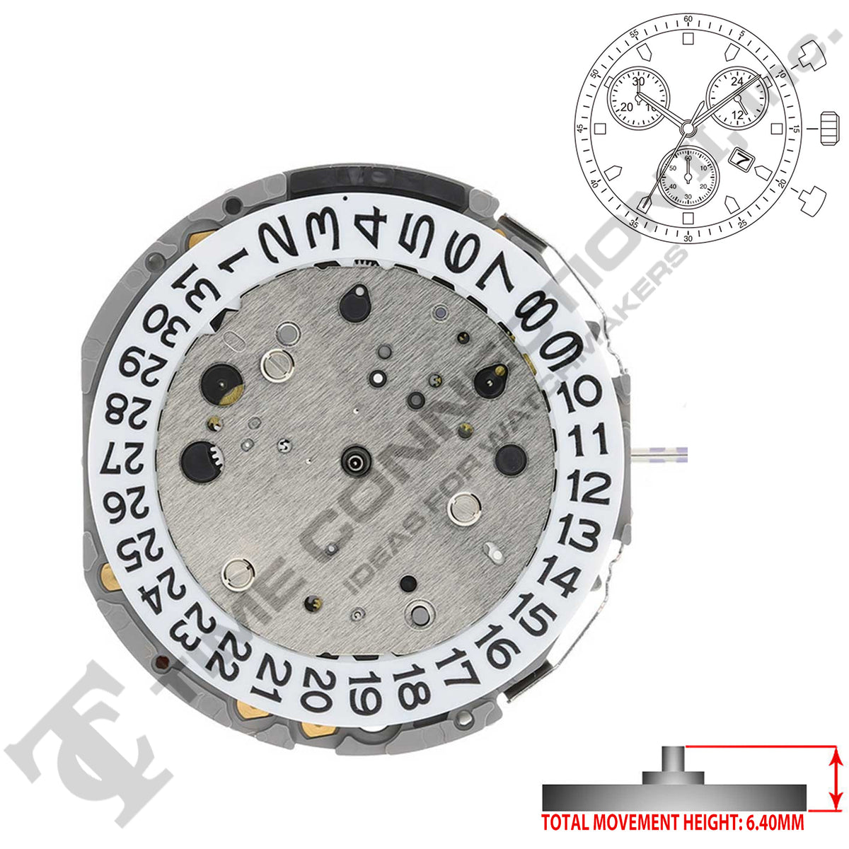 Miyota/Citizen LTD JS05 3 Hands Japan Quartz Movement Ht. 6.40MM – Time ...