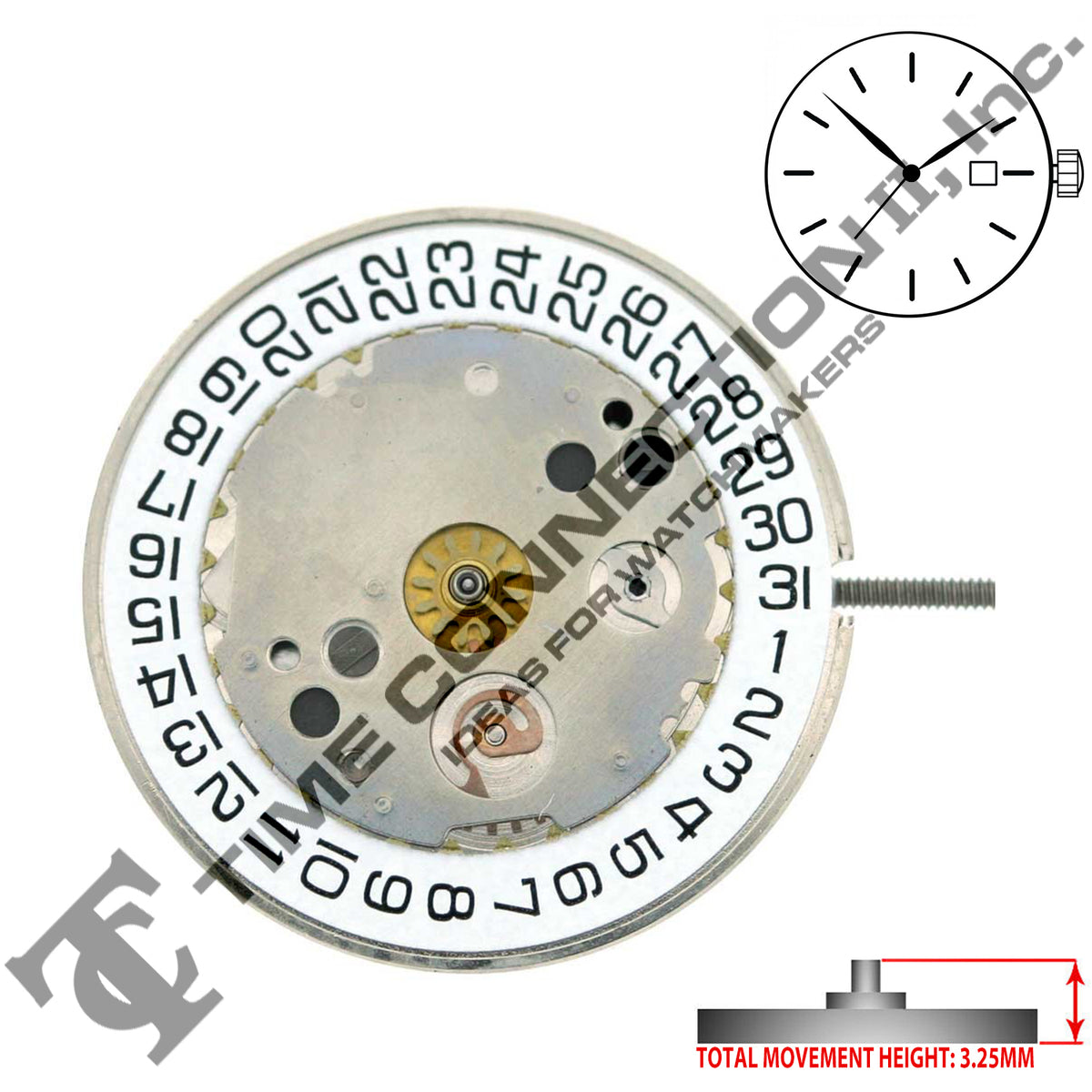 ETA 400.111 3 Hands Swiss Parts Movement Ht. 3.25MM – Time Connection ...