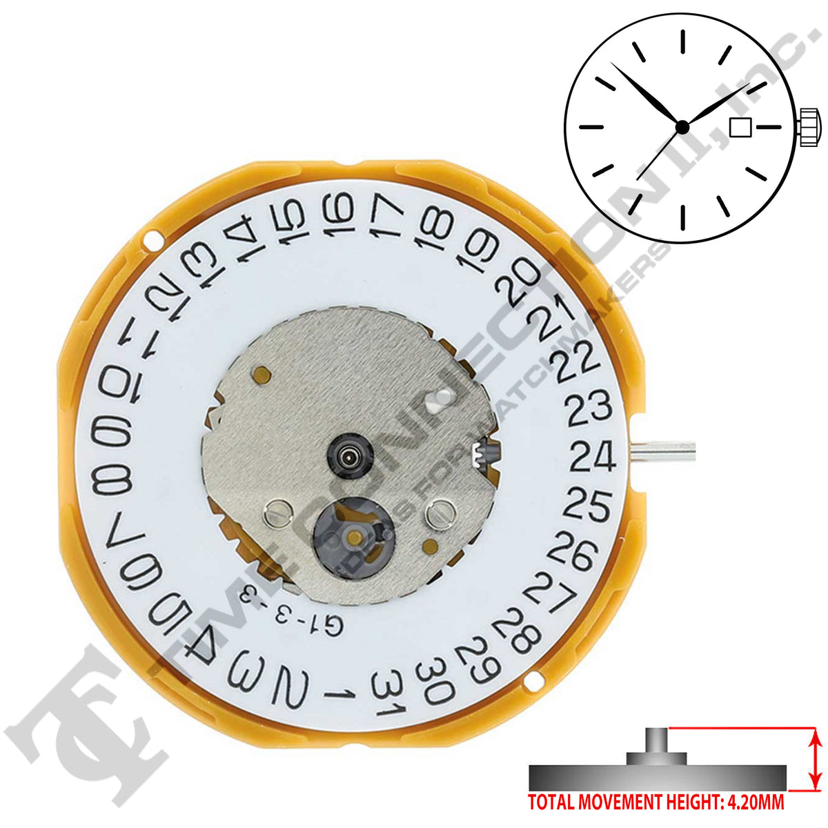 Miyota/Citizen LTD GM10-D3 3 Hands Japan Quartz Movement Ht. 4.20MM ...
