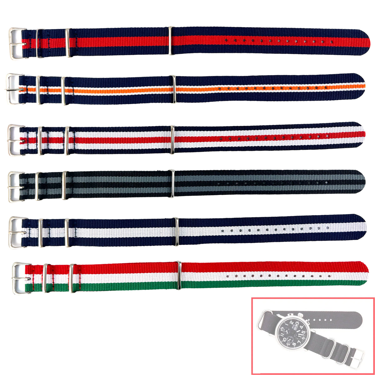 NSL No. 510 Nylon Nato Style Straps with Stripes (20mm) – Time ...