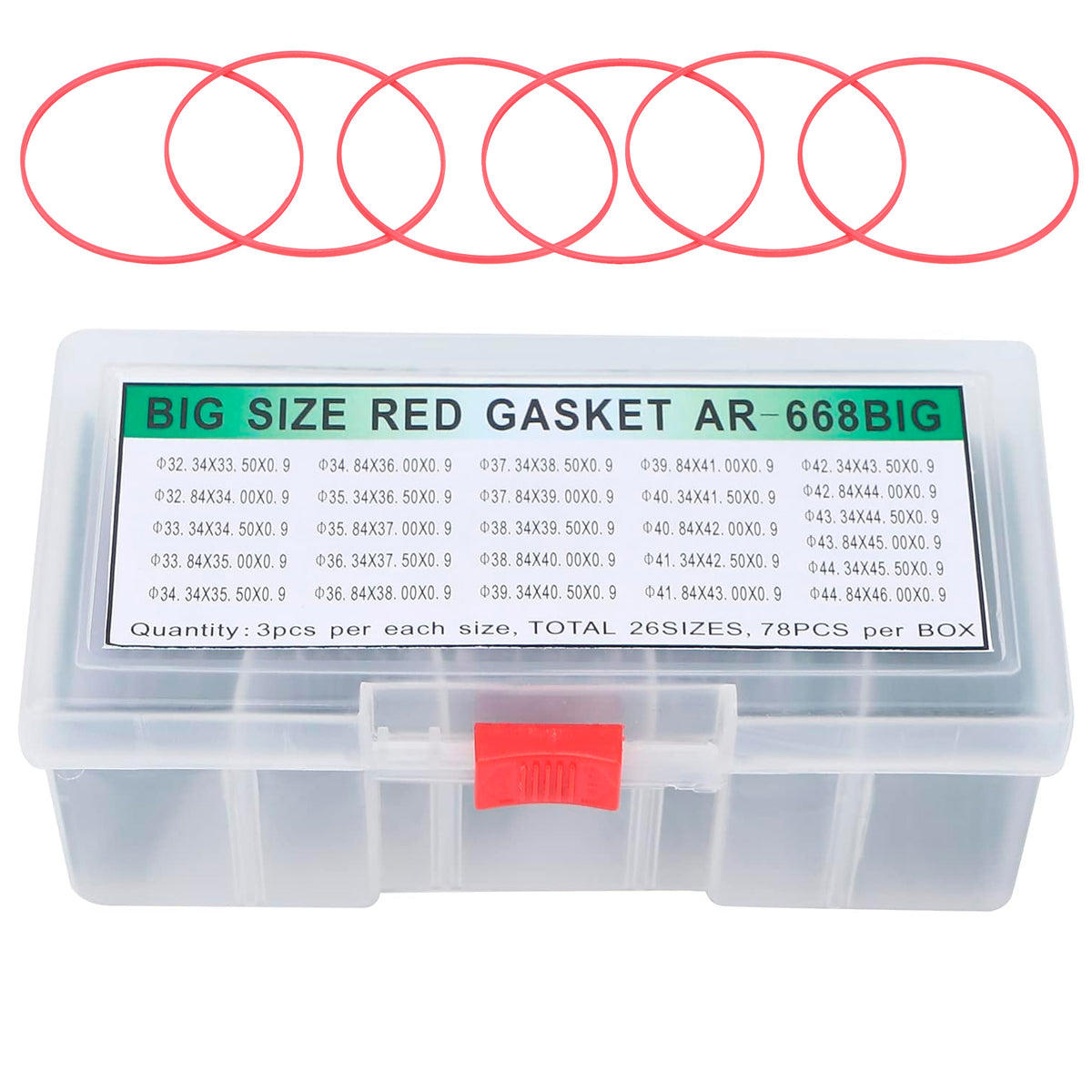 OR-895, Extra Large Red Case Back Gasket Assortment (Total 78 Pieces ...