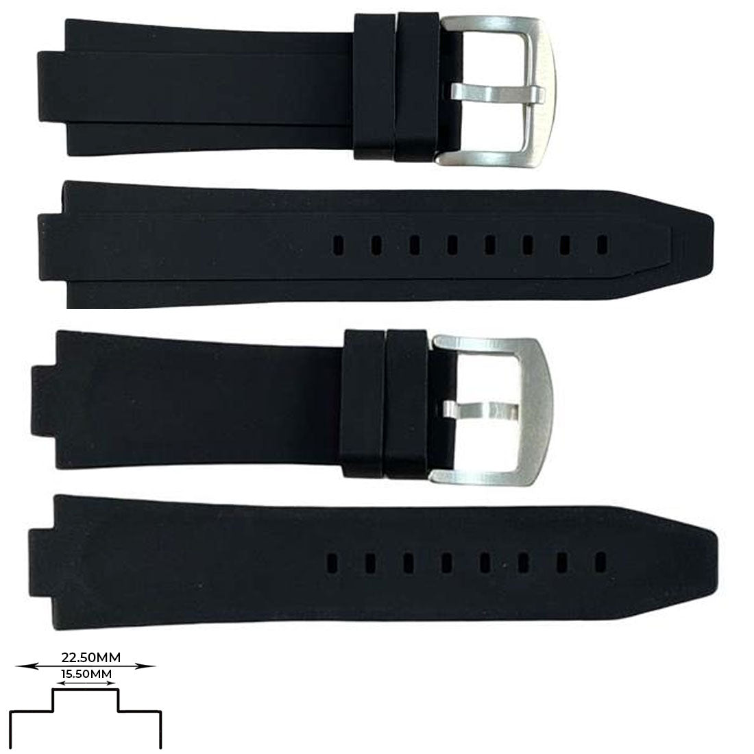 Genuine Silicone Sports Straps (22.5mm) Notch 15.5mm – Time Connection ...