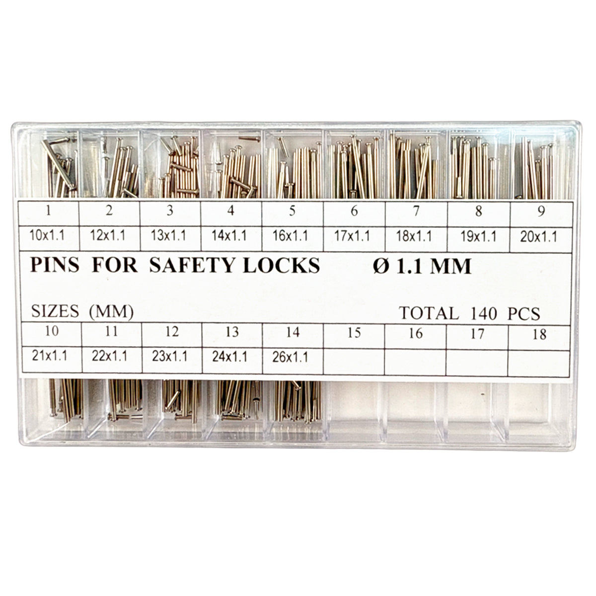 1.1mm Tri Fold Buckle Pins Set Assortment of 140 Pieces (10mm to 26mm ...