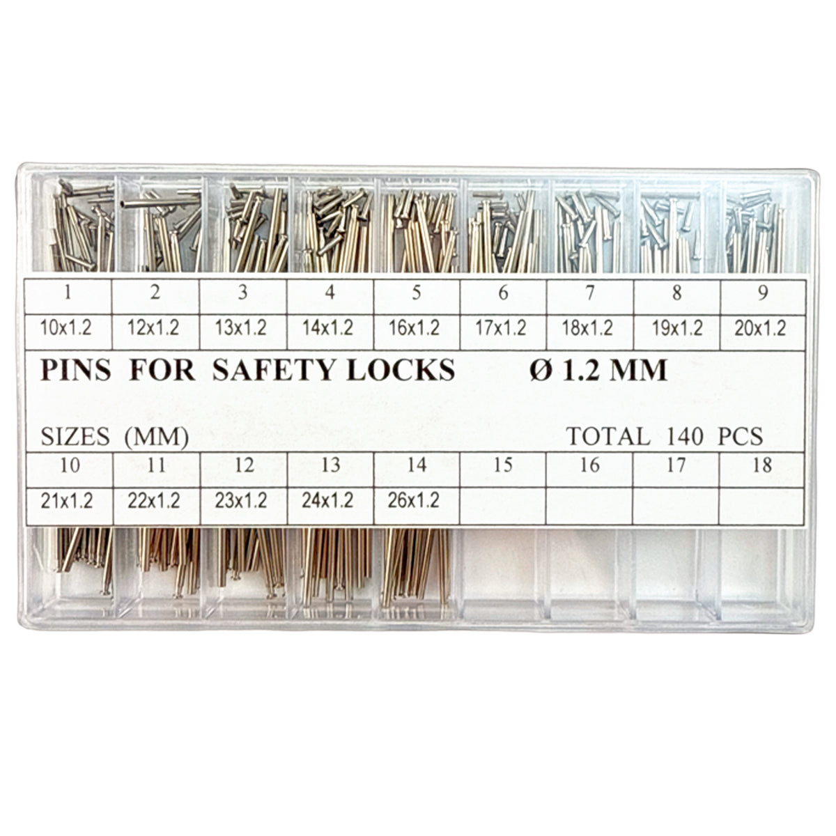 1.2mm Tri Fold Buckle Pins Set Assortment of 140 Pieces (10mm to 26mm ...