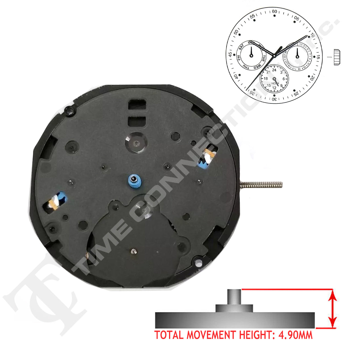 SUNON PE801 Chinese Quartz 3 Hands Watch Movement Ht. 4.90mm – Time ...