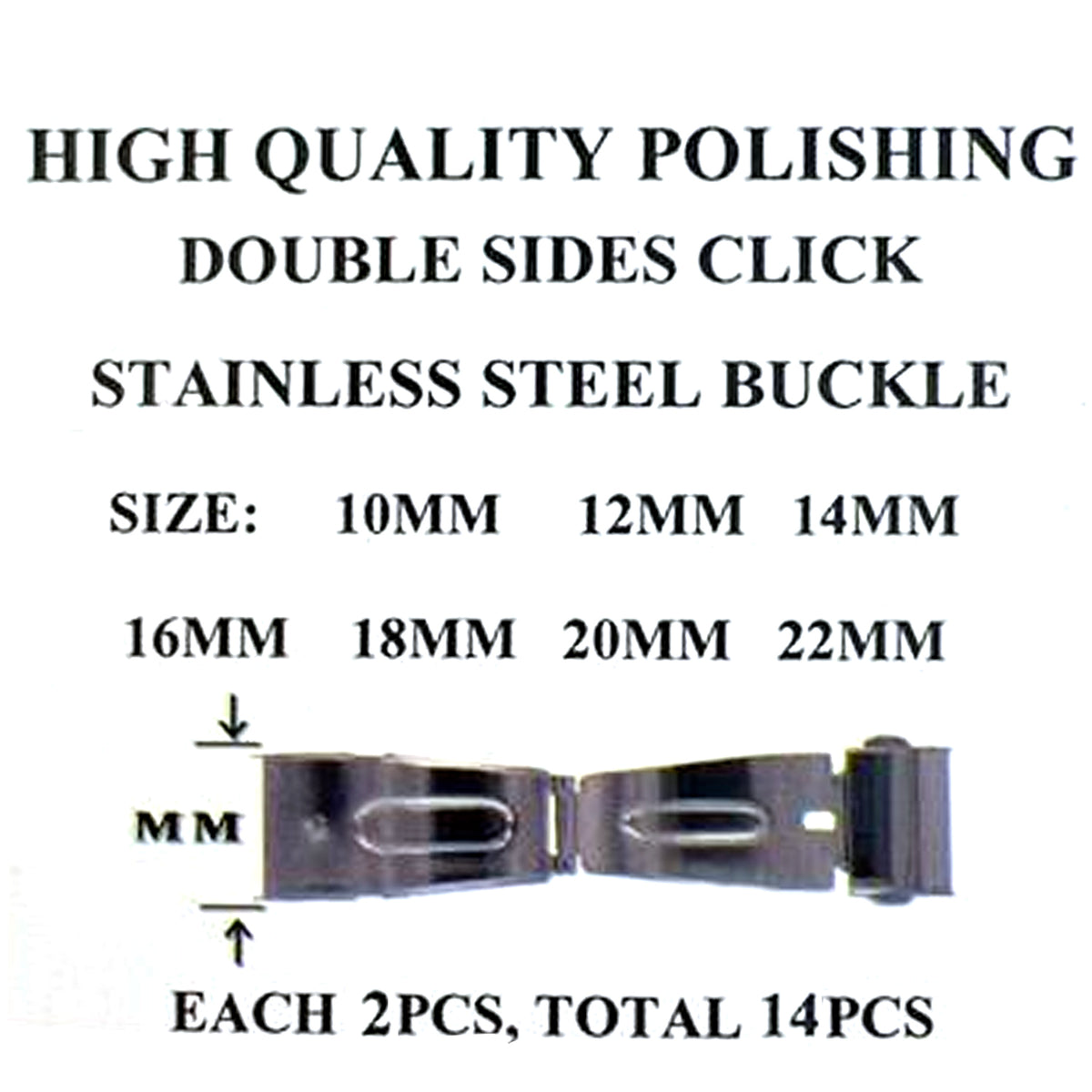 Folding Buckle with Two Buttons Assortment (10mm~22mm) All Stainless S ...