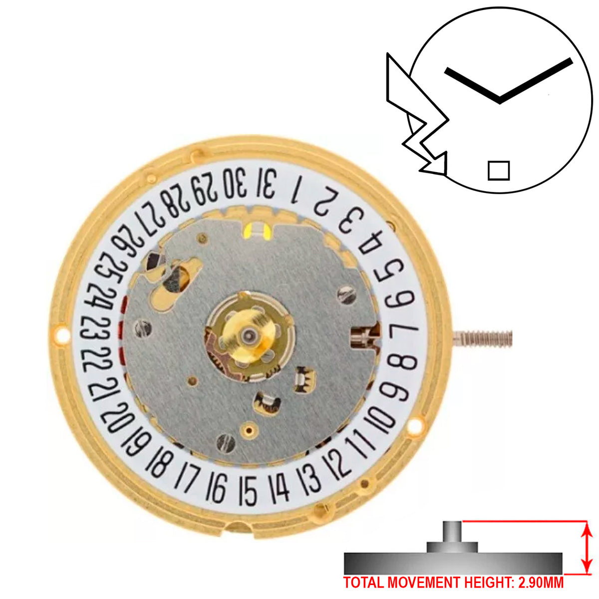 ETA E61.041 2 Hands Swiss Made Quartz Movement Ht. 2.90MM (Various Dat ...
