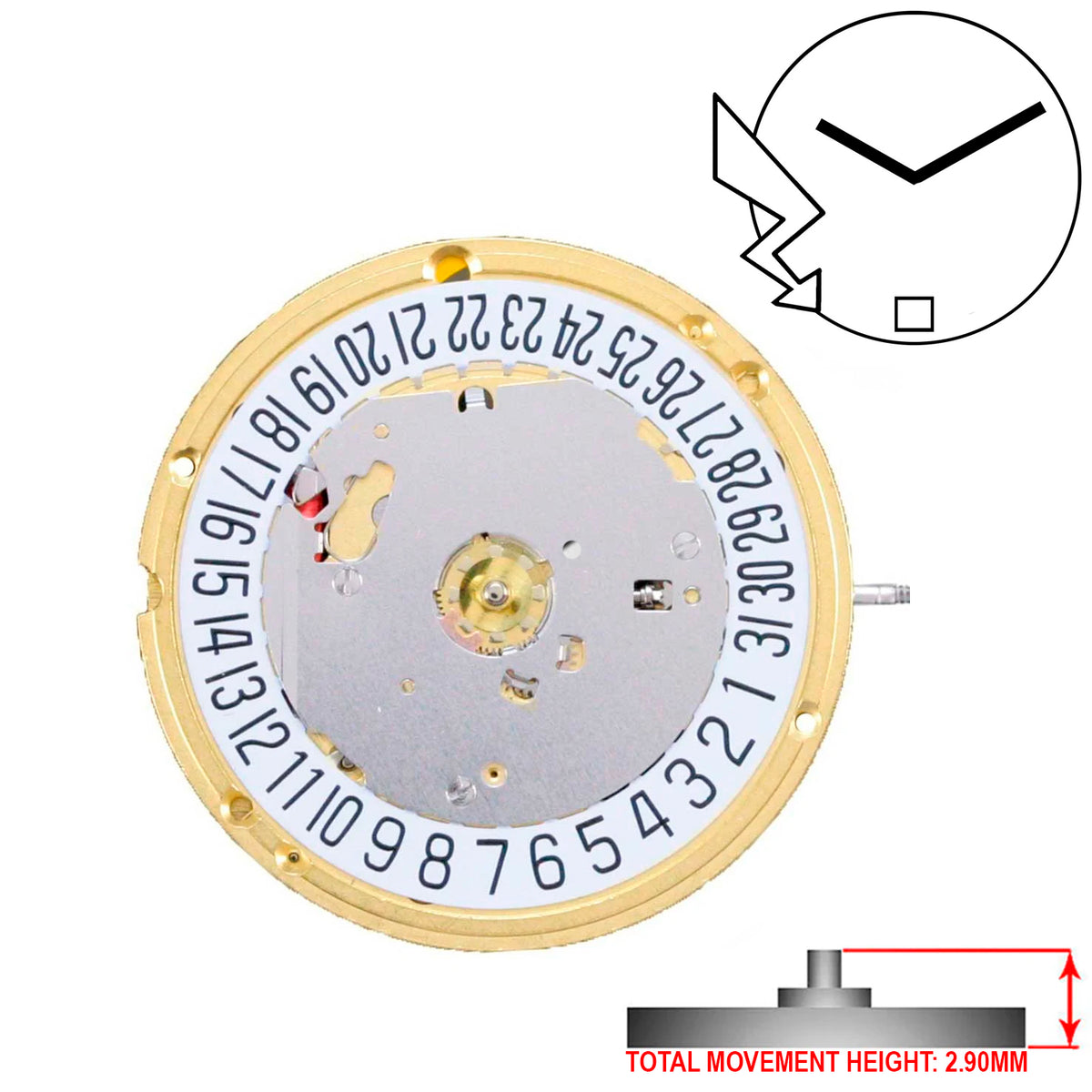 ETA E63.041 2 Hands Swiss Made Quartz Movement Ht. 2.90MM (Various Dat ...
