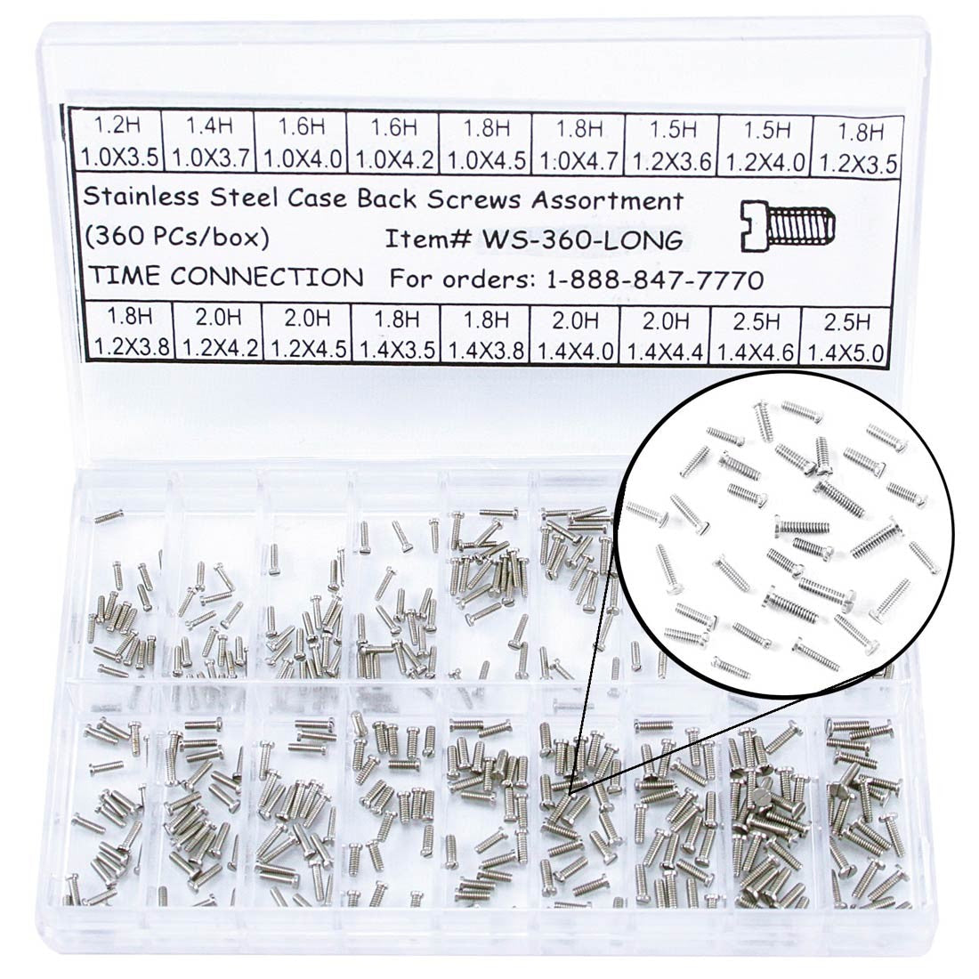 Long Stainless Steel Case Back Screws Assortment – Time Connection II, Inc