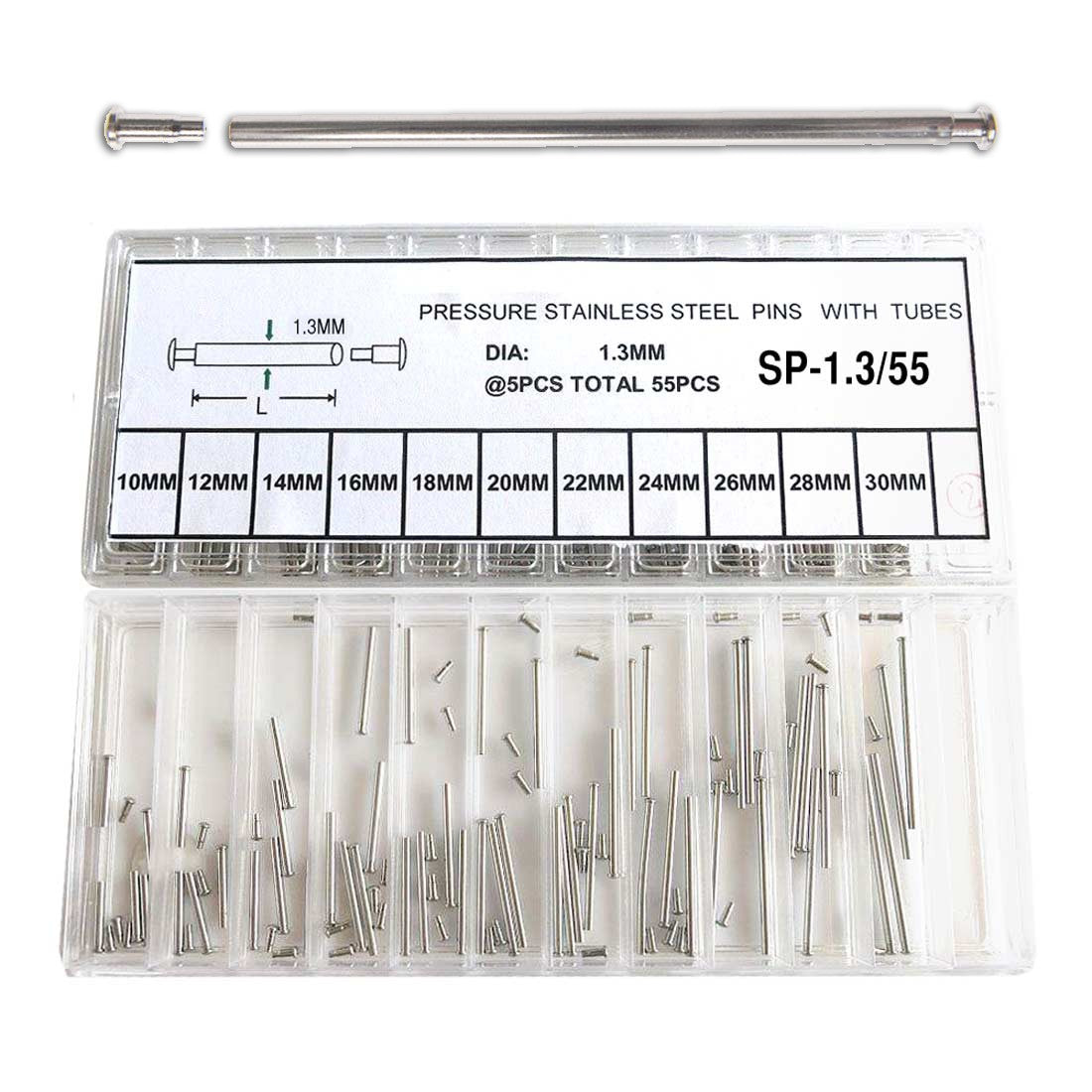 1.3MM Pins with Tubes Assortment of 55 Pieces – Time Connection II, Inc