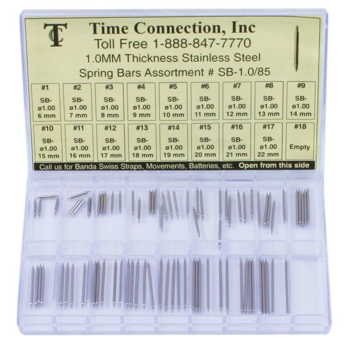 1.0mm Single Shoulder Spring Bars Assortment (6~22mm) – Time Connection ...
