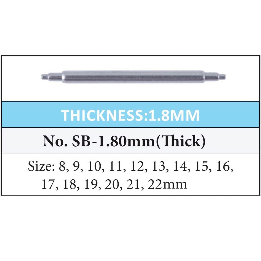 1.80mm Thickness Stainless Steel Double Shoulder Spring Bars (Pack of ...