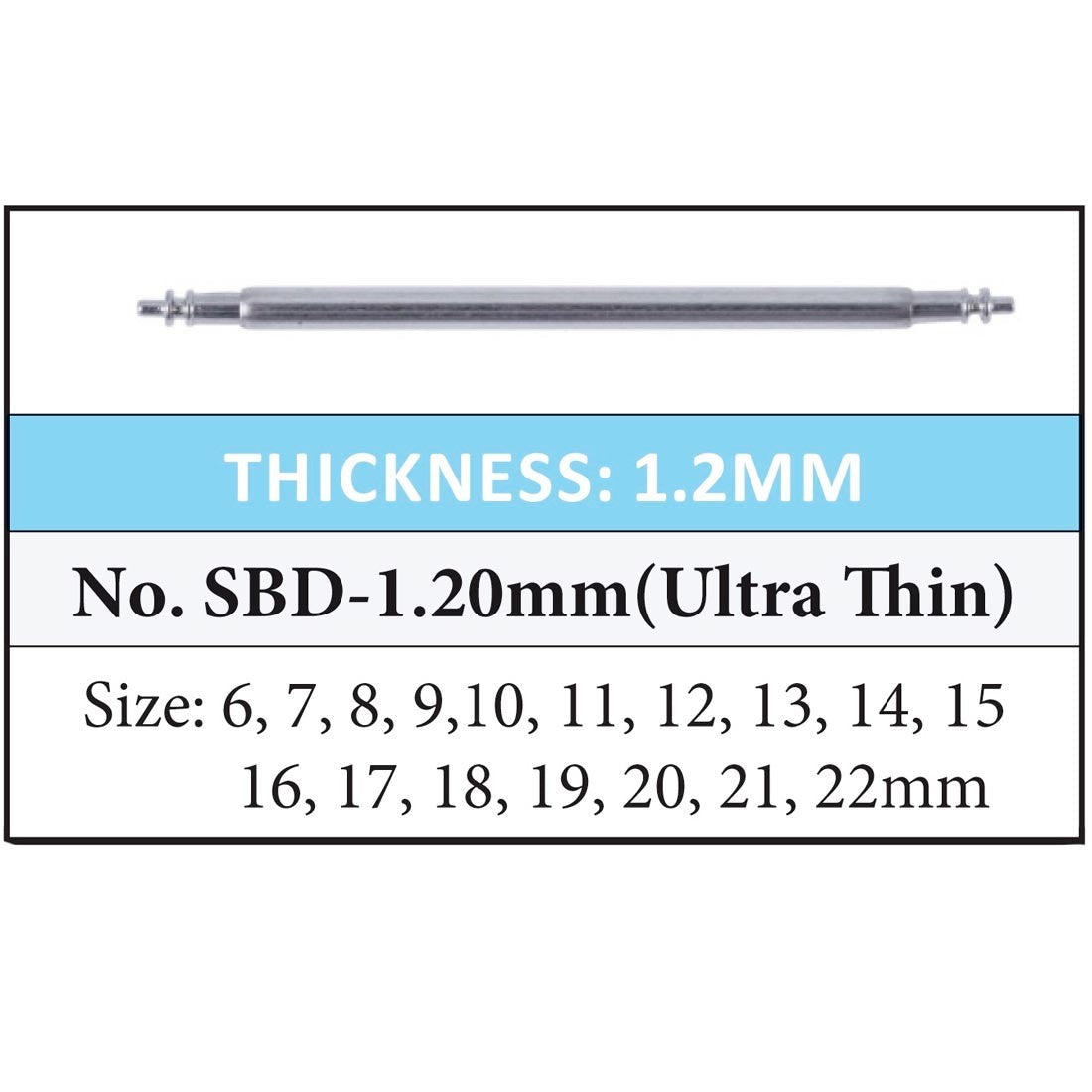 1.20mm Thickness Stainless Steel Double Flange Spring Bars (Pack of 10 ...