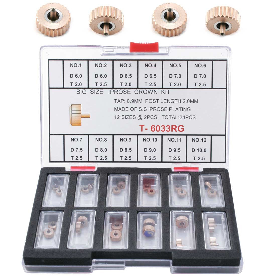 CR-T6033RG, Rose Gold Post Waterproof Crowns (2mm) – Time Connection II ...