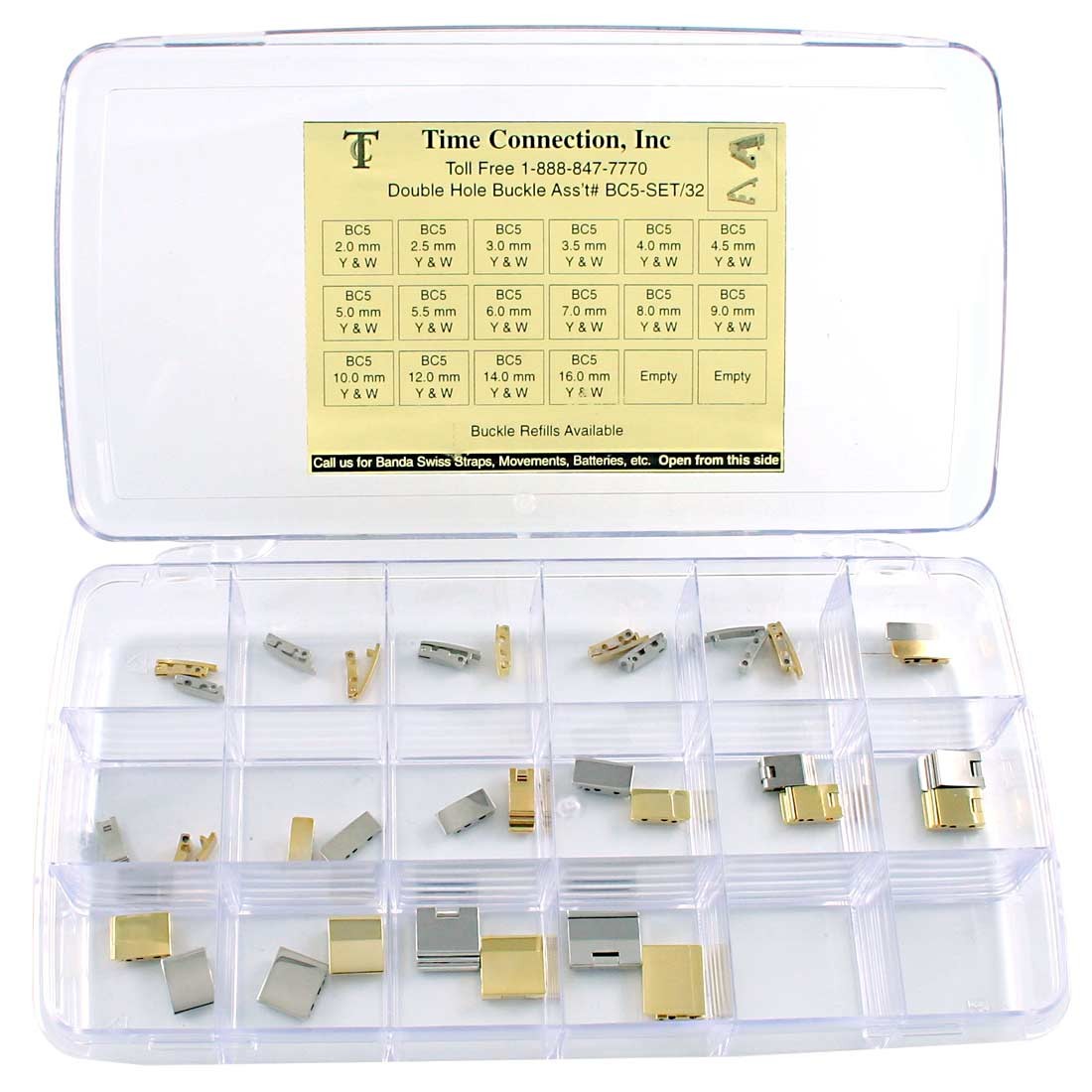 Solid Double Hole Buckle Assortment (2mm~16mm) – Time Connection II, Inc