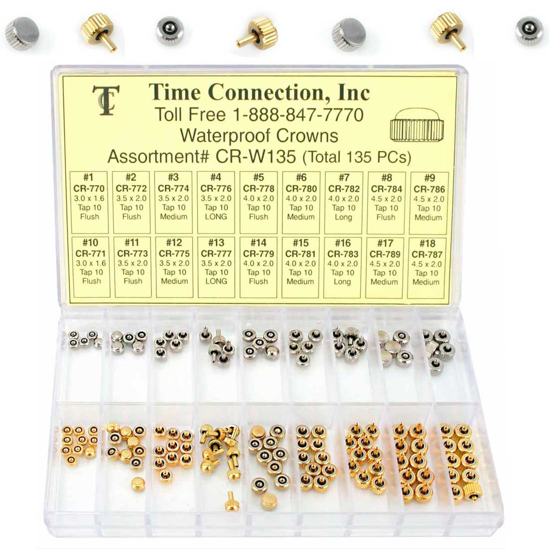 Economy Waterproof Crowns Assortment – Time Connection II, Inc