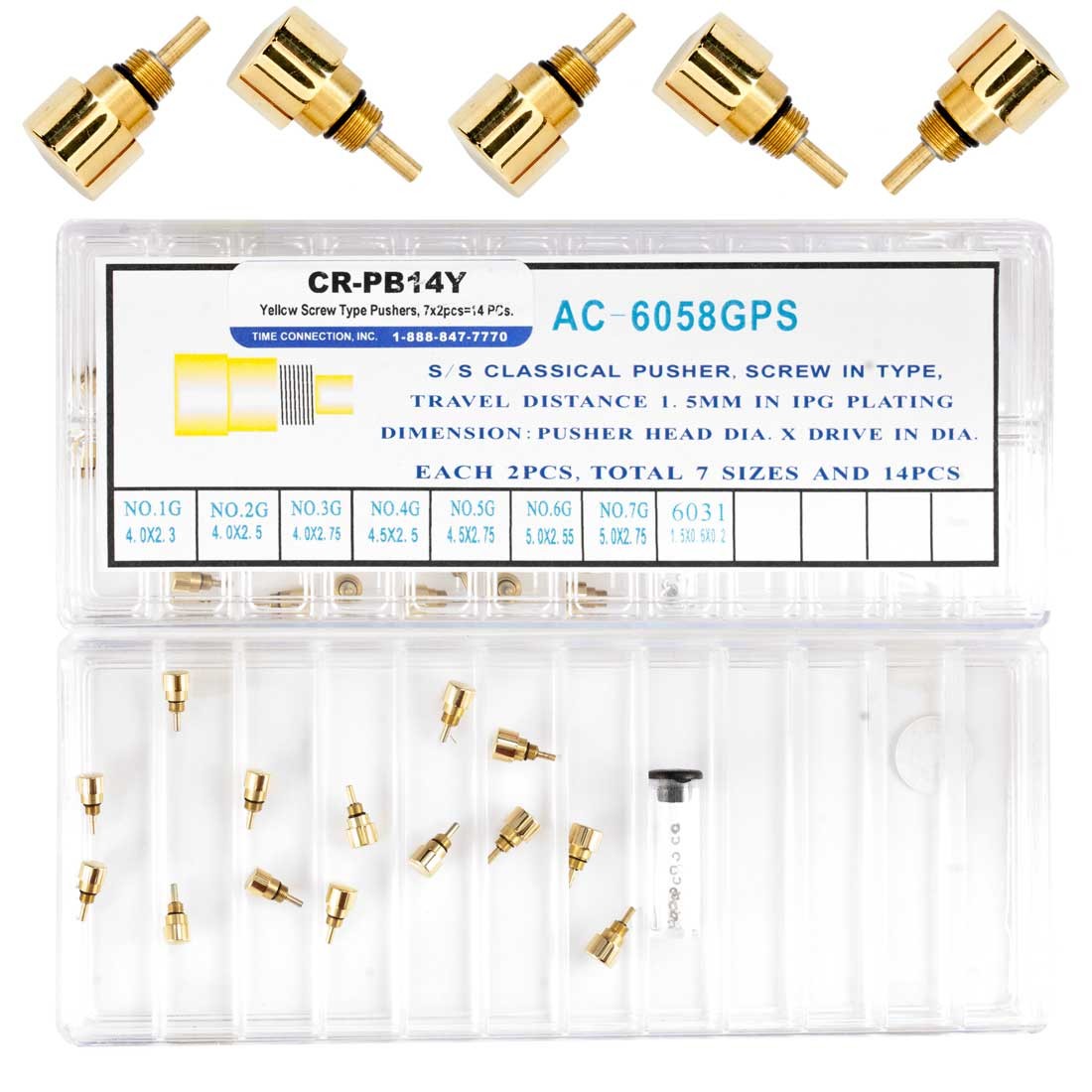 CR-PB14Y, Yellow Screw Type Classical Pushers (14 Pieces) – Time ...
