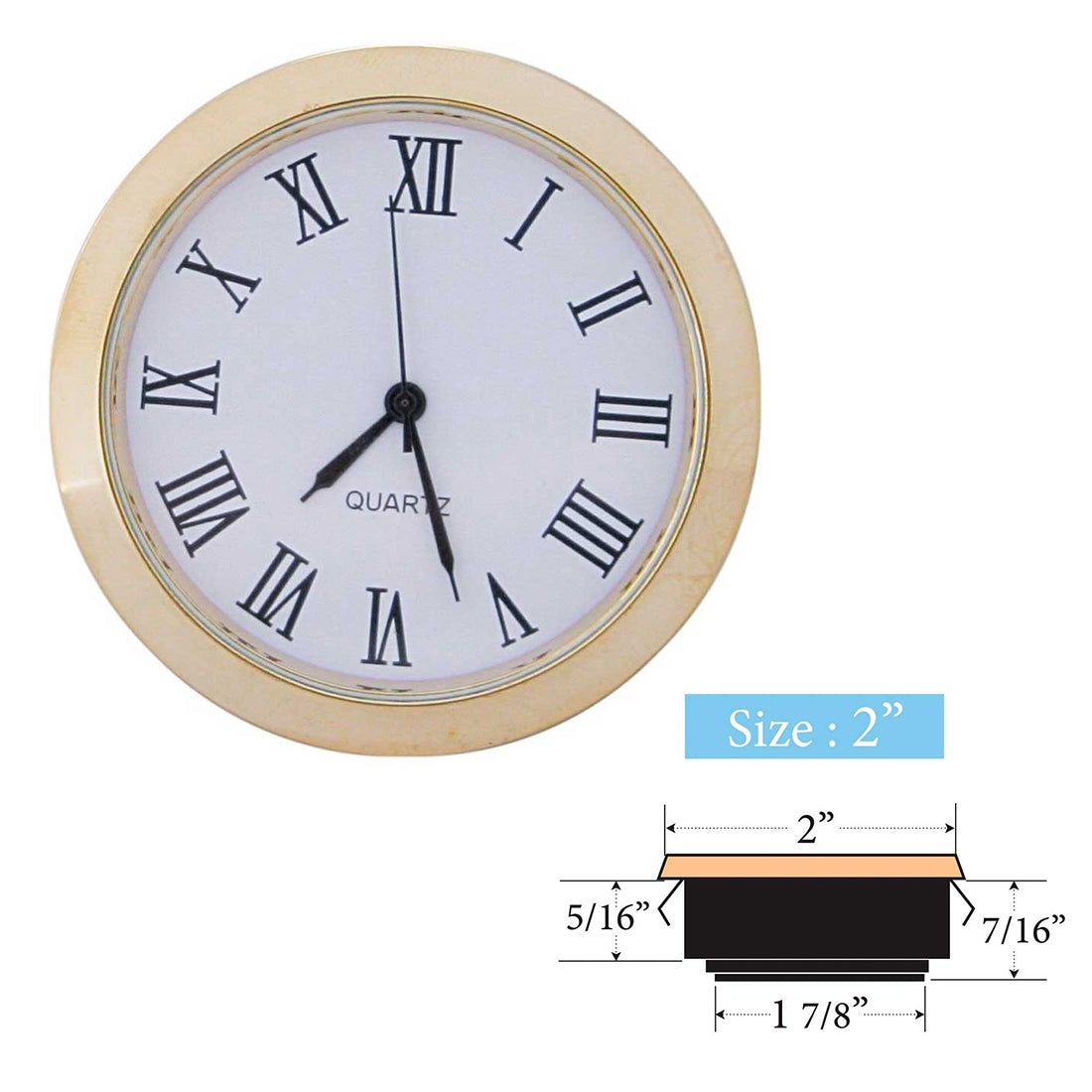 Clock Inserts 50mm (2") Yellow Bezel, White Roman Dial – Time ...