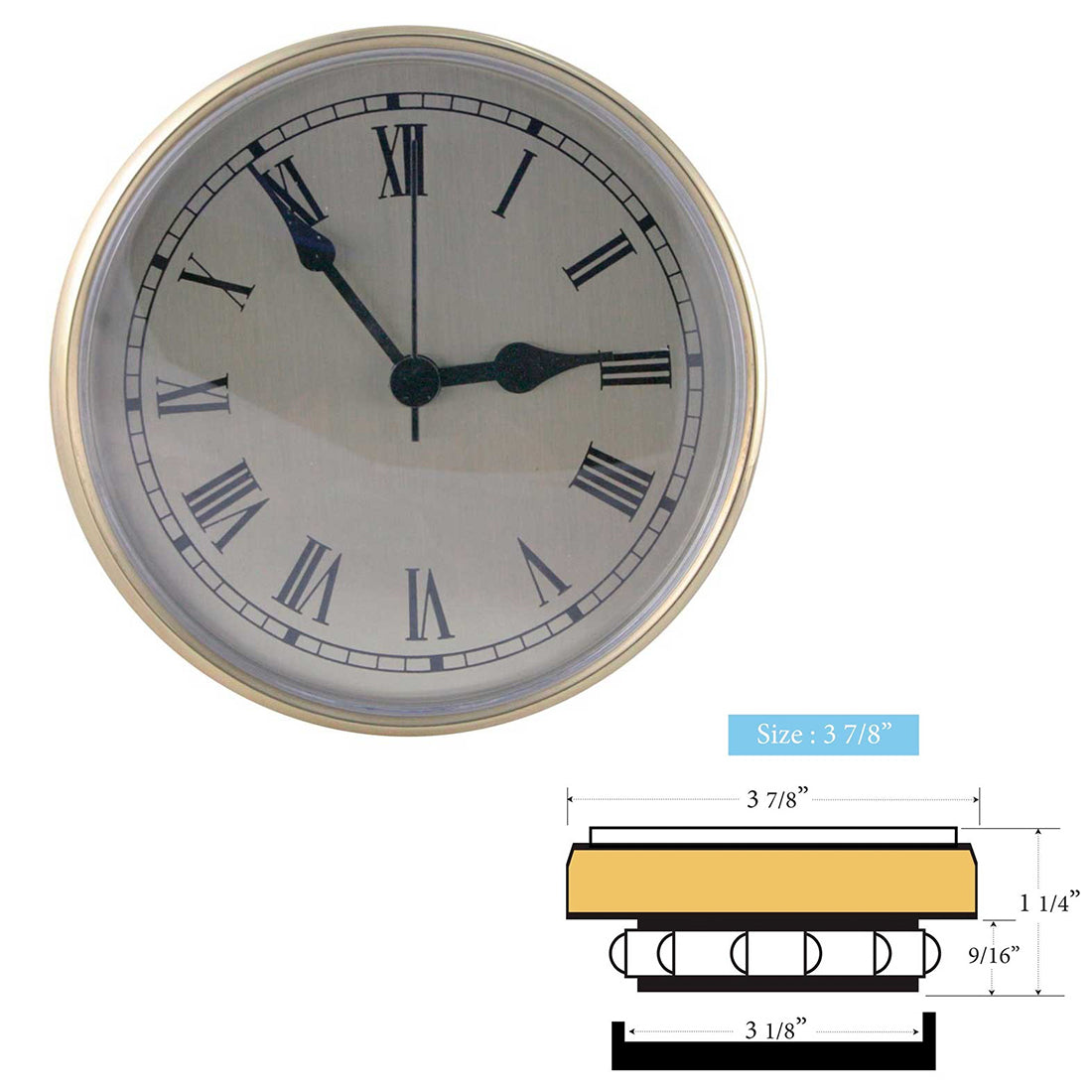 Clock Inserts 98mm (3 7/8') Yellow Case, Yellow Roman Dial – Time ...