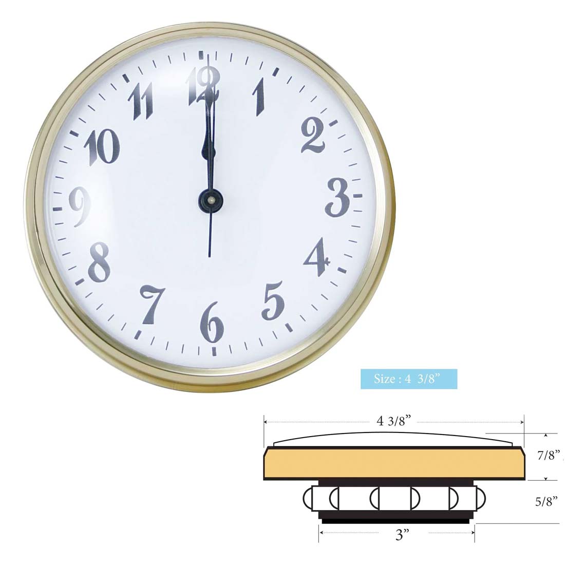 Clock Inserts 111mm (4 3/8") Yellow Bezel, White Arabic Dial – Time ...