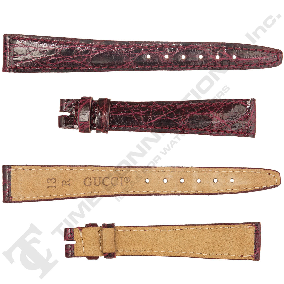 Burgundy Crocodile Grain Leather Strap for Gucci Watches 13mm x 11mm ...