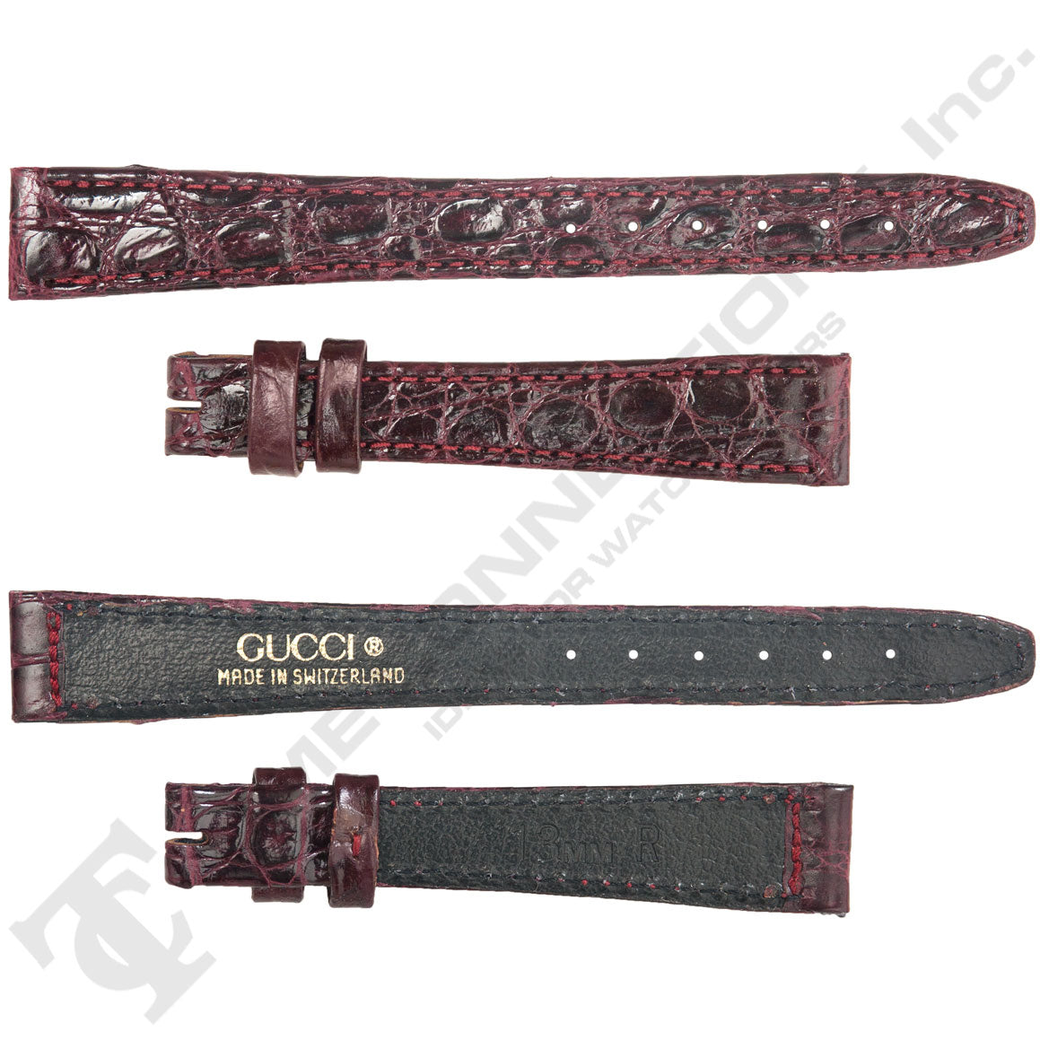Burgundy Crocodile Grain Leather Strap for Gucci Watches 13mm x 10mm ...