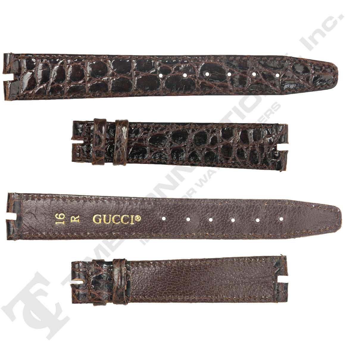 Brown Crocodile Grain Leather Strap for Gucci Watches (17mm x 14mm ...
