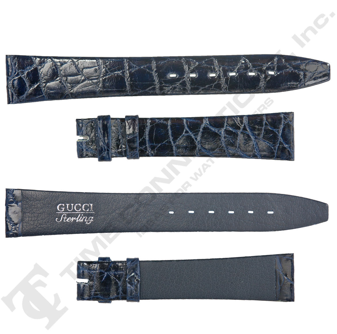 Dark Blue Crocodile Grain Leather Strap for Gucci Watches 17mm x 14mm ...