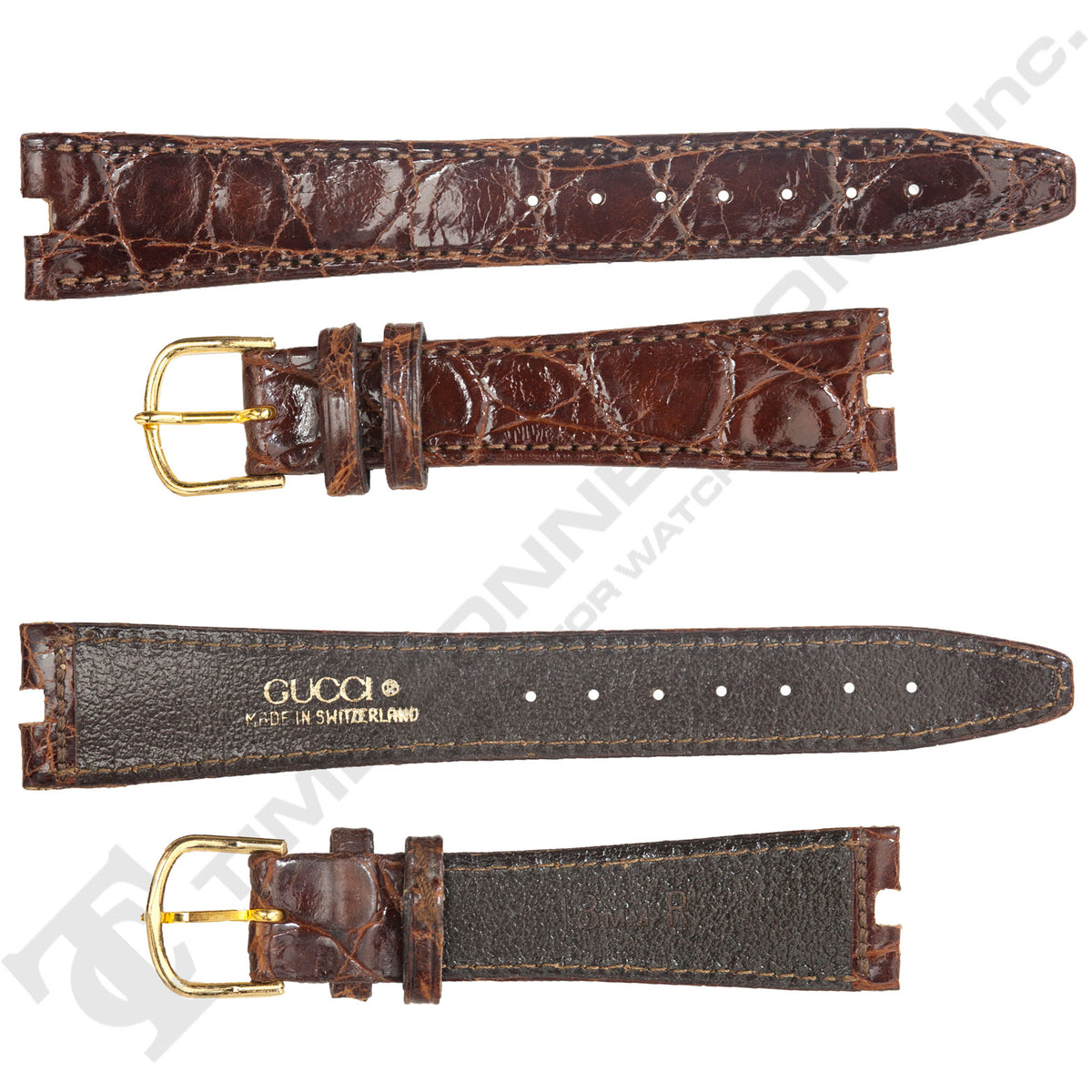 Brown Crocodile Grain Leather Strap for Gucci Watches (18mm x 14mm ...