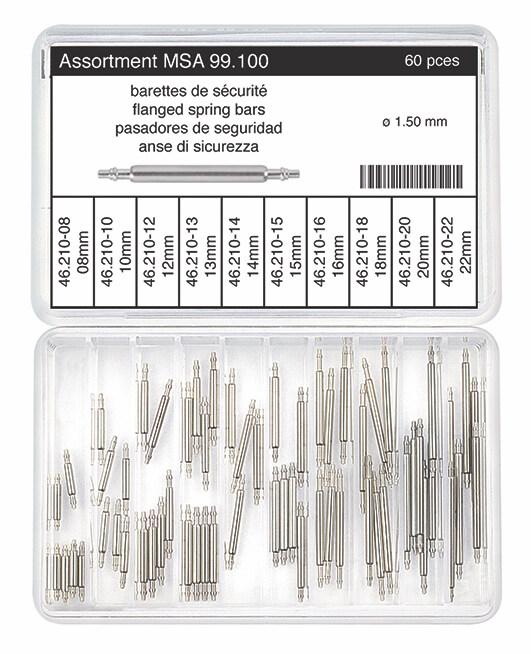 Horotec MSA 99.100 Assortment of Stainless Steel Flanged Spring Bars Ø ...