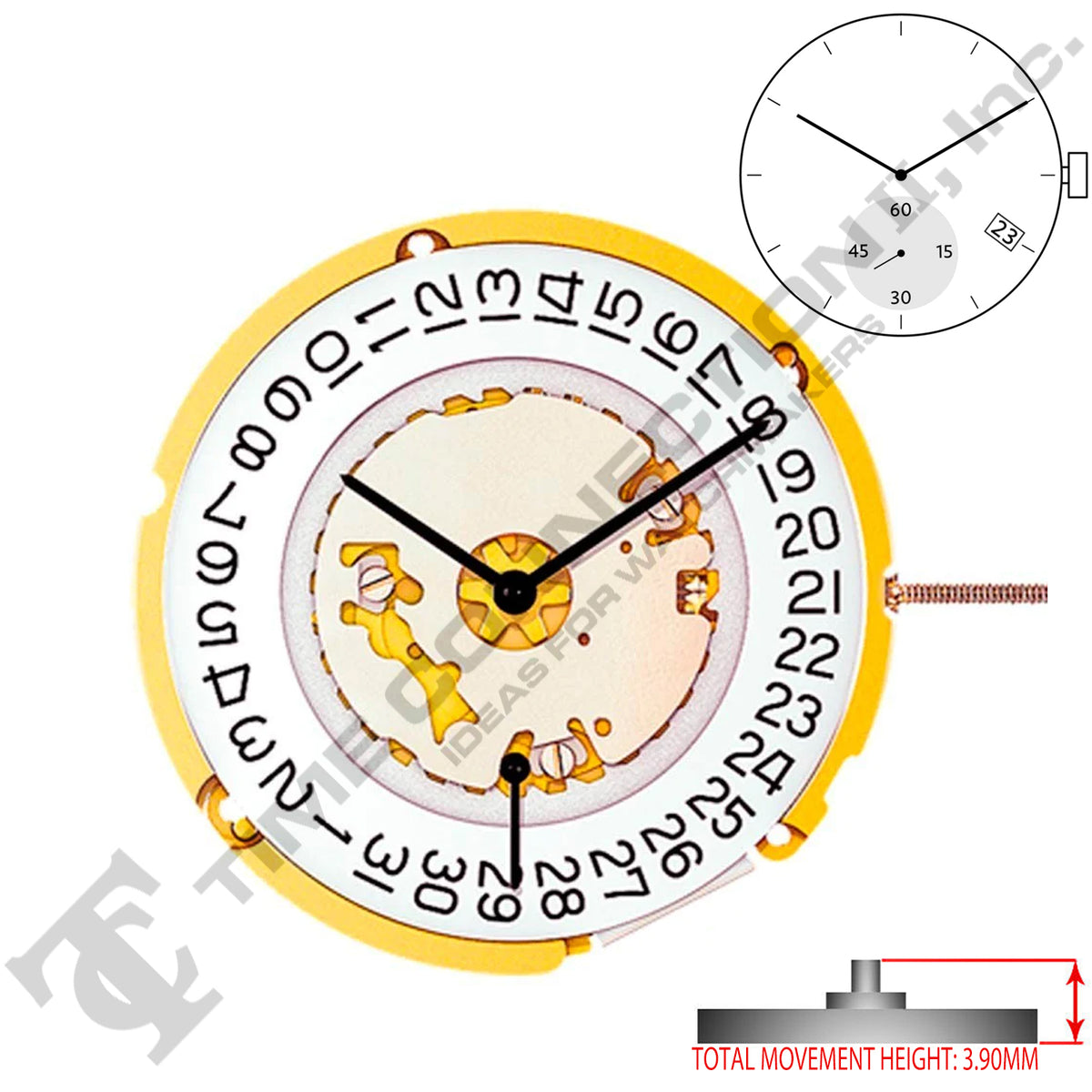 Harley Ronda 6004.D 2 Hands Swiss Made Quartz Movement Ht. 3.90MM (Var ...