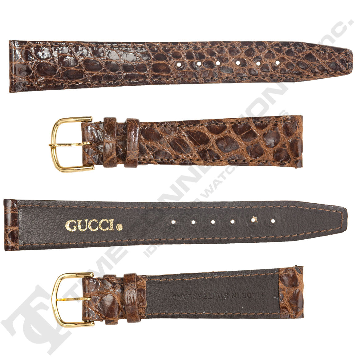 Brown Crocodile Grain Leather Strap for Gucci Watches (17mm x 14mm ...