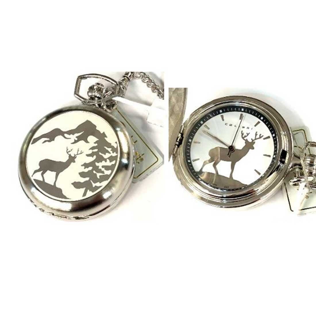 PW-205, Colibri Silver Pocket Watch with Deer Design – Time Connection ...